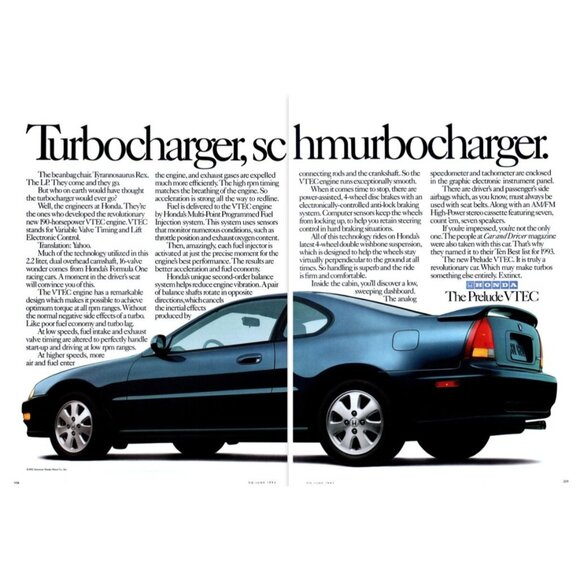 Honda | Art | 993 Honda Prelude Vtec Coupe Vintage Print Ad 9s Sports ...